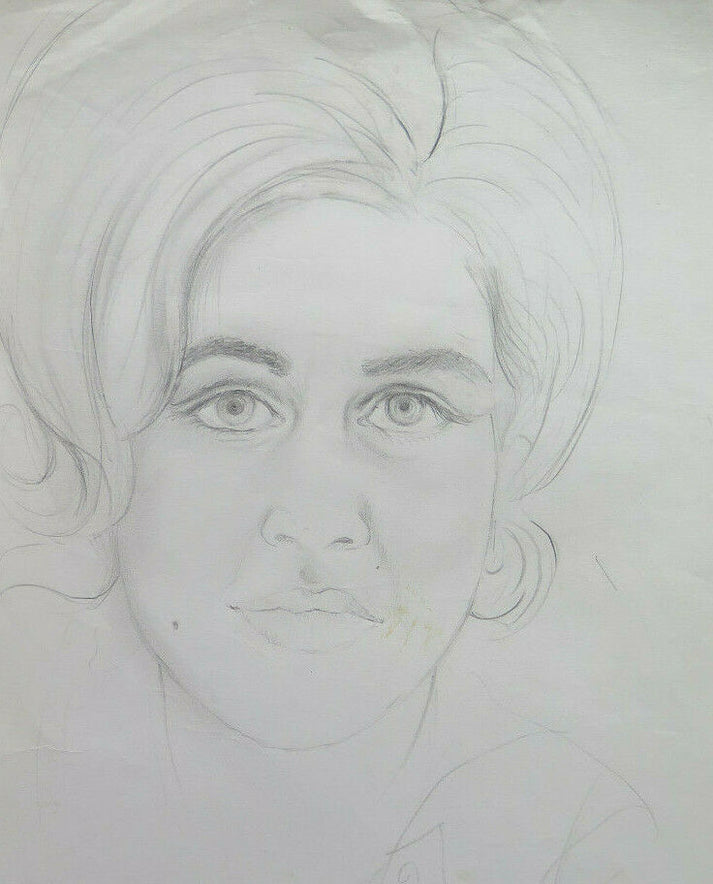 DISEGNO ANTICO RITRATTO FEMMINILE MATITA SU CARTA BOZZETTO SCHIZZO ART ...